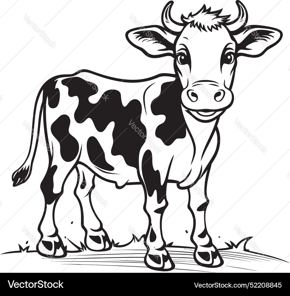 Moo tastic adventures cartoon cow emblem icon Vector Image