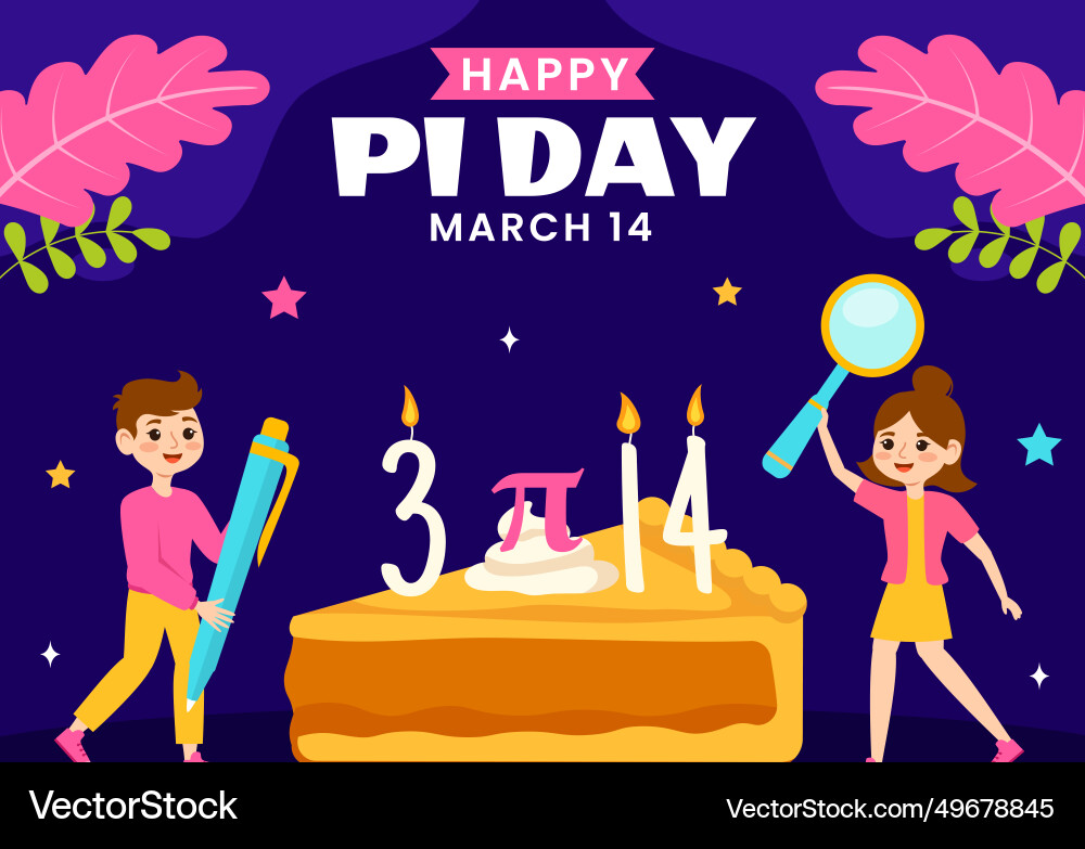 Pi day social media background flat cartoon hand Vector Image