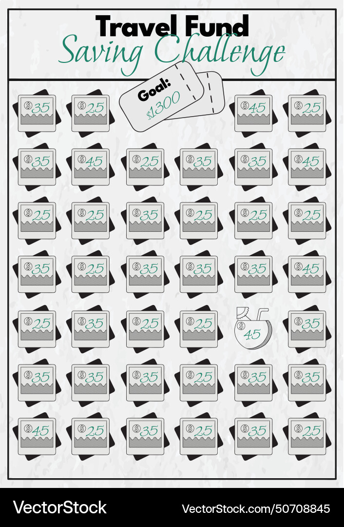 Saving challenge travel fund Royalty Free Vector Image