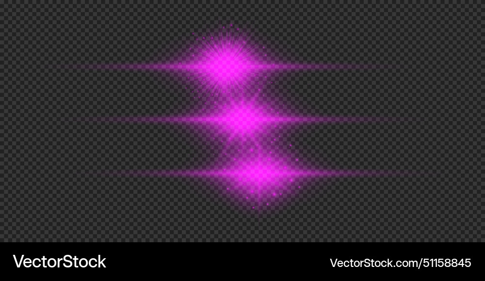 Set of purple horizontal light effects lens Vector Image