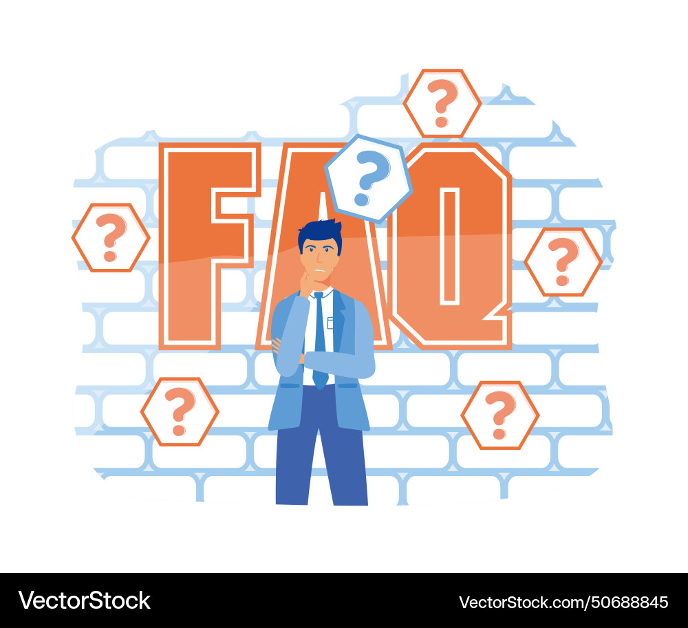 Thinking man with question mark confused doubts Vector Image