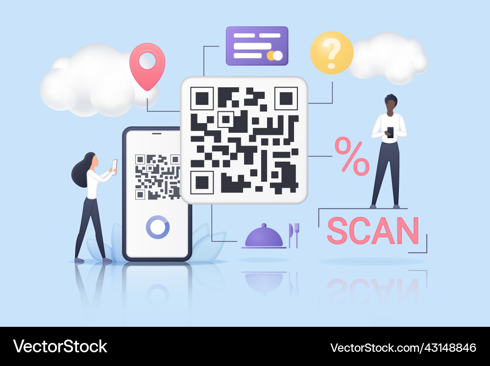 3d qr code for payment Royalty Free Vector Image