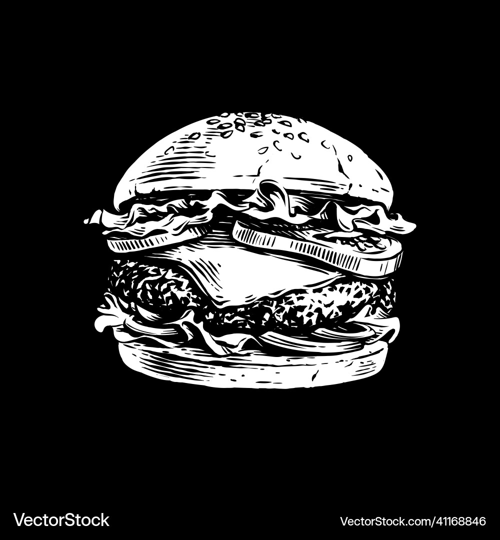 Burger hand drawing sketch engraving Royalty Free Vector