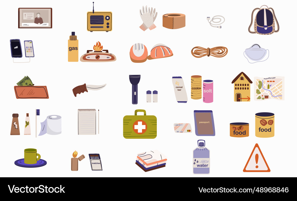 Disaster prevention icon set Royalty Free Vector Image
