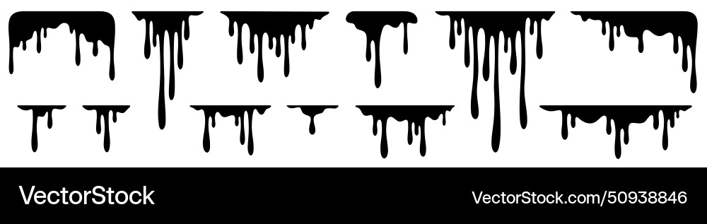 Dripping stain silhouette drip oil black melting Vector Image