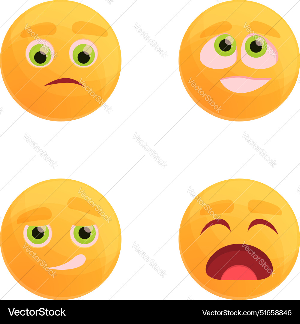 Face icons set cartoon smiley Royalty Free Vector Image