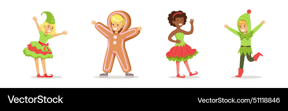 Happy children character wearing christmas – Royalty-Free Vector ...