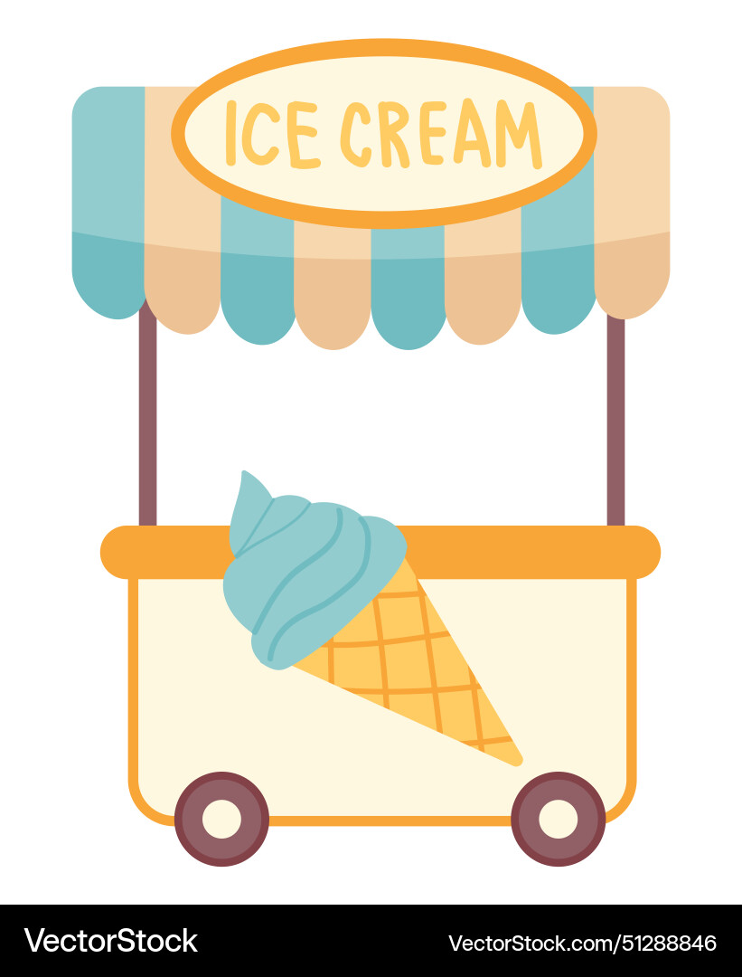 Ice cream booth in flat design street cold Vector Image