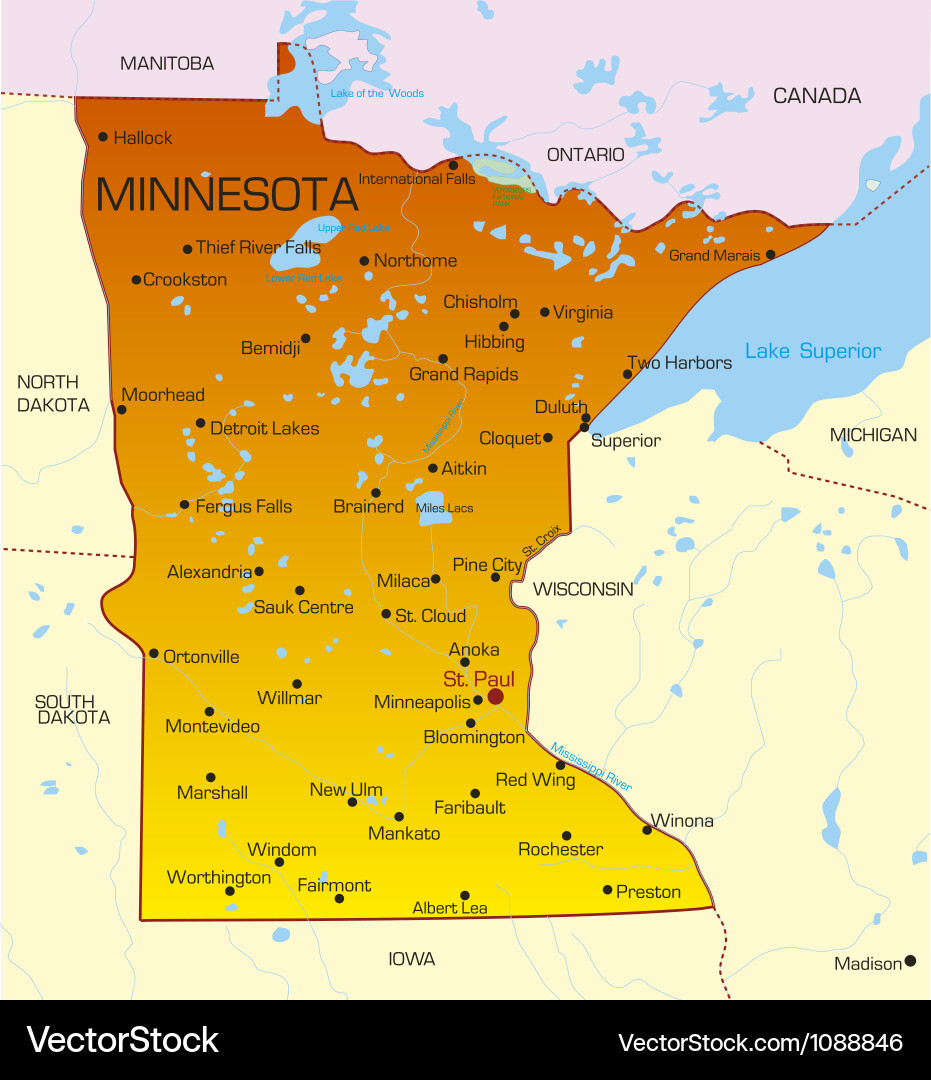 Minnesota Map Royalty Free Vector Image - VectorStock