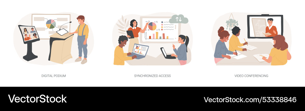 Modern technology in education isolated cartoon Vector Image