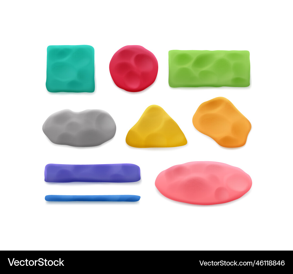 Plasticine geometric colored shapes of Royalty Free Vector