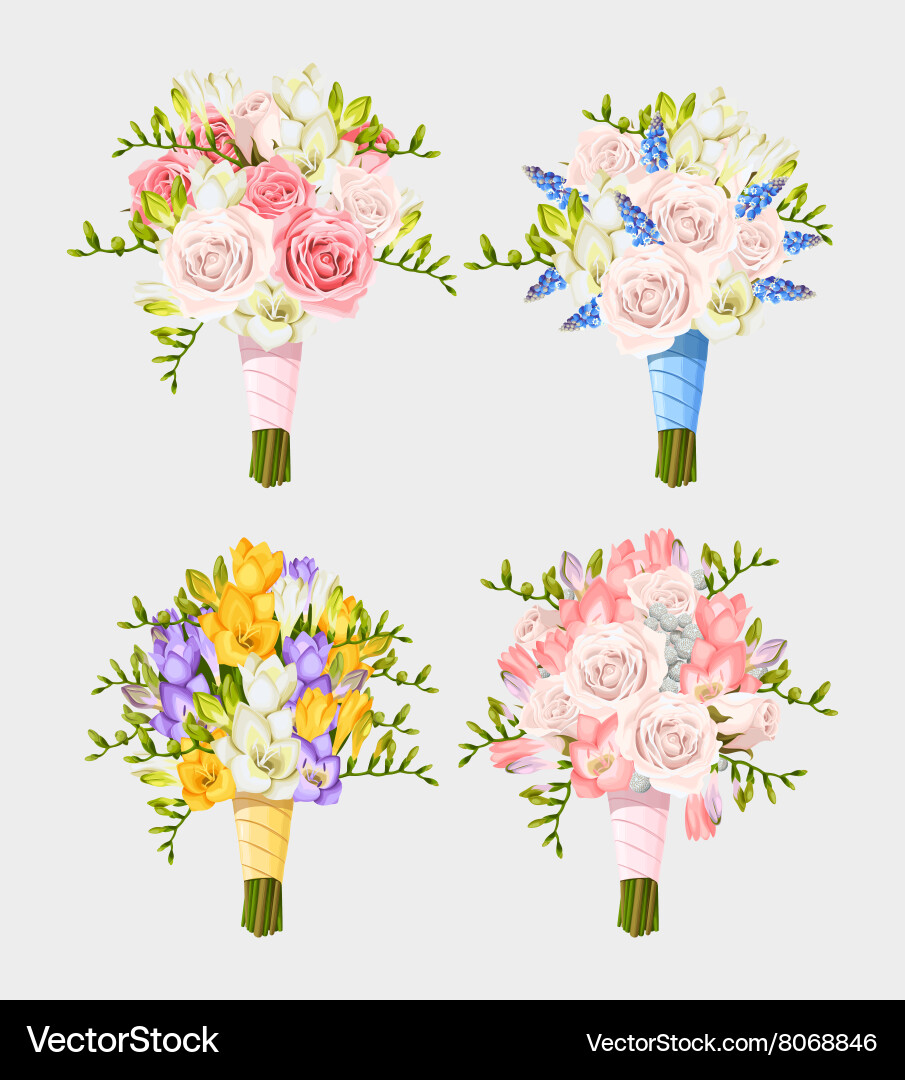 Romantic Wedding Bouquets Royalty Free Vector Image