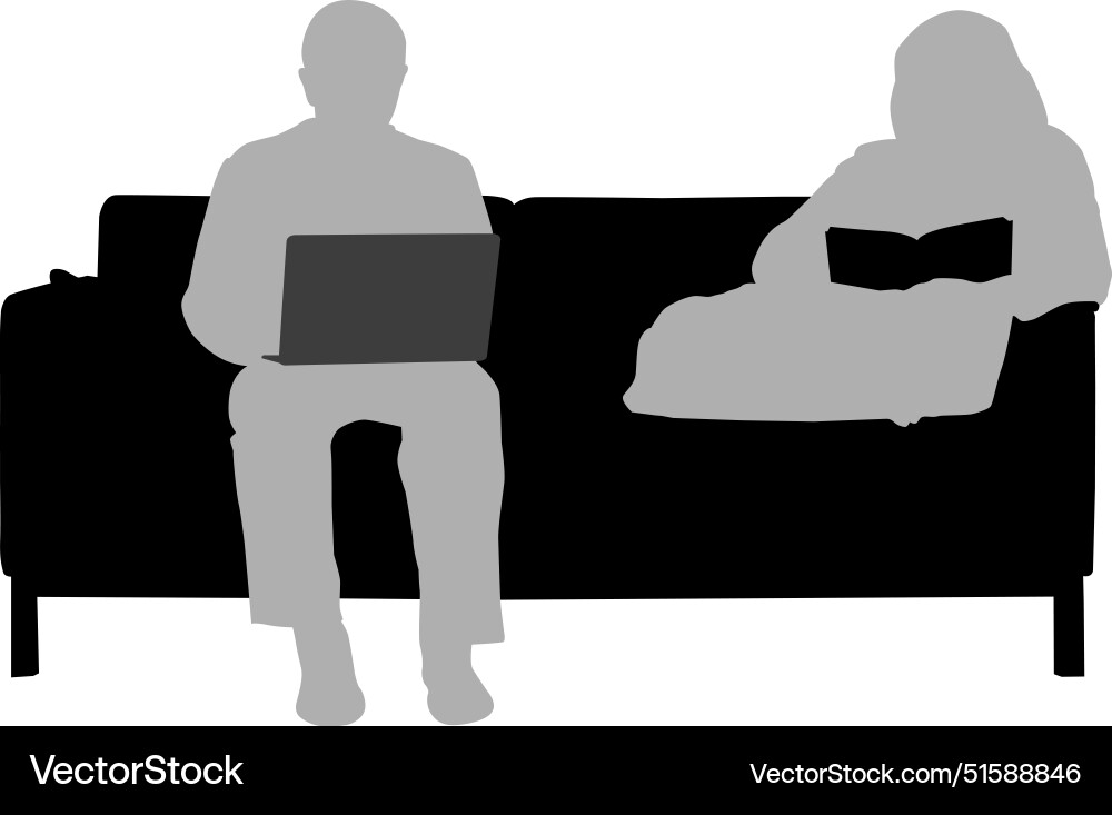 Silhouette man sitting on sofa Royalty Free Vector Image