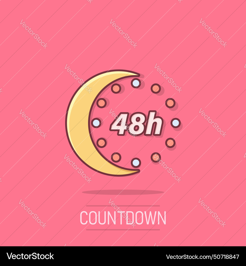 48 hours clock icon in comic style timer Vector Image