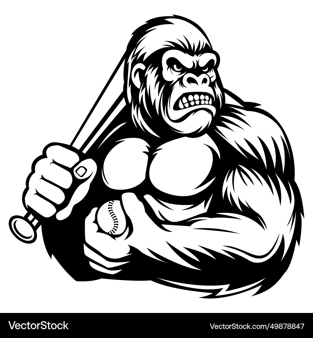 Angry gorilla baseball team logo mascot Royalty Free Vector