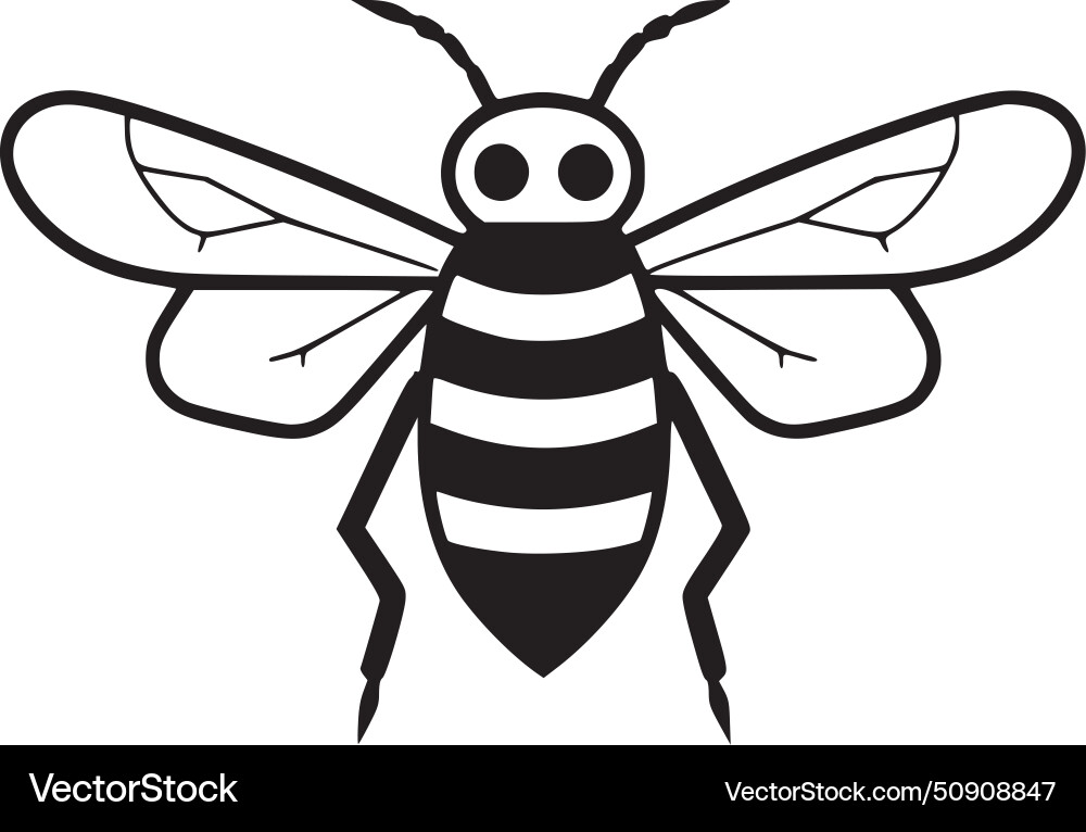 Bee - black and white Royalty Free Vector Image