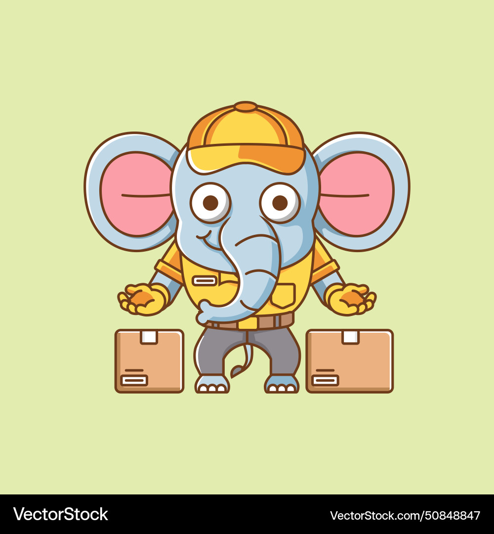 Cute elephant courier package delivery animal Vector Image