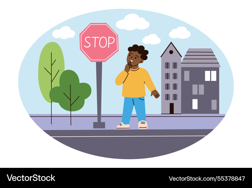 Cute of child standing Royalty Free Vector Image