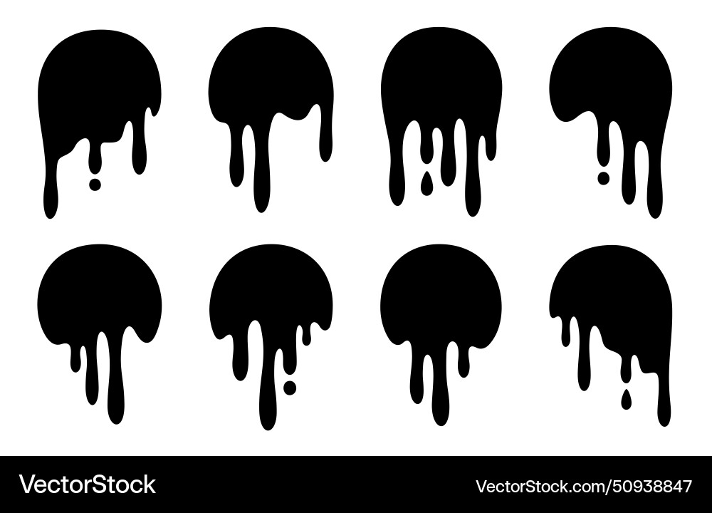 Dripping circle icon melting round shape logo Vector Image