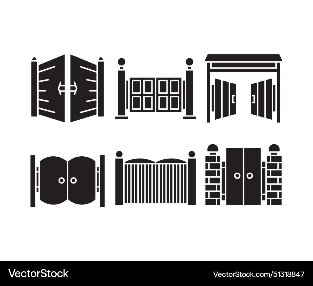 Gate and fence icons Royalty Free Vector Image