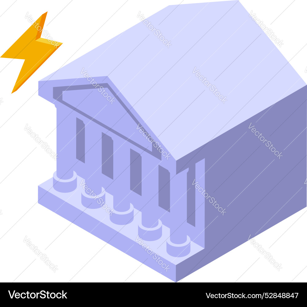 Lightning striking courthouse building Royalty Free Vector