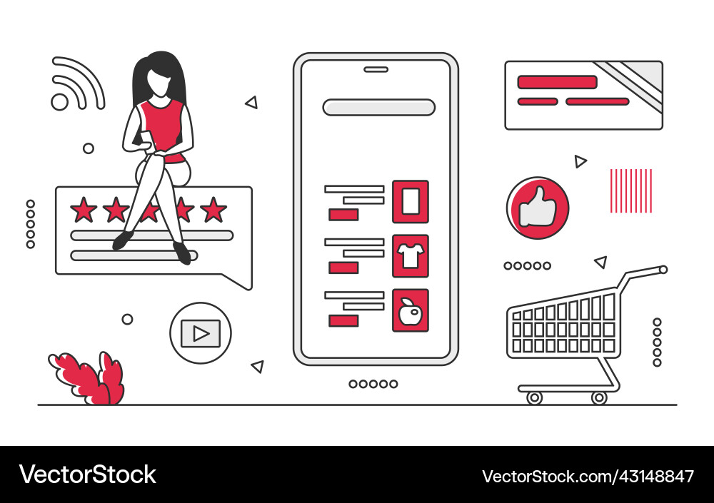 Mobile shopping sale commerce platform Royalty Free Vector