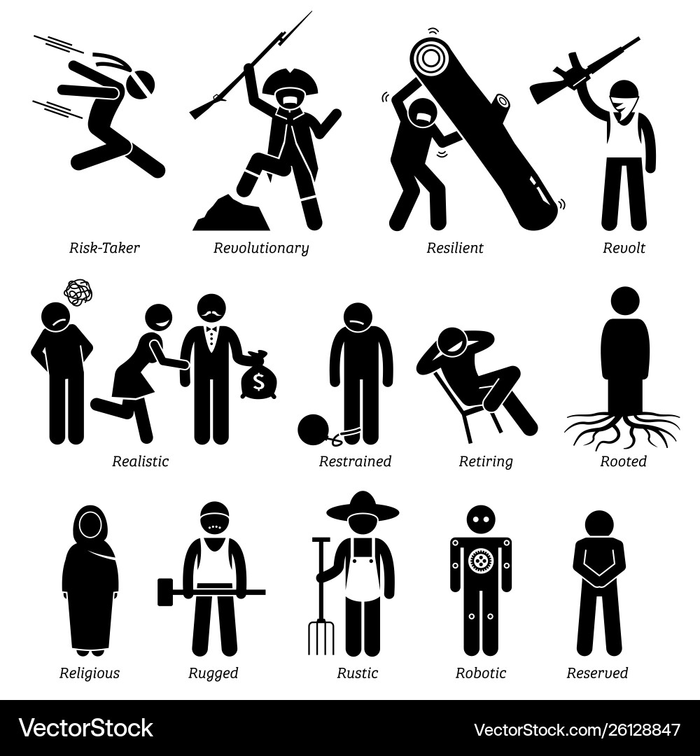 Neutral personalities character traits stick Vector Image