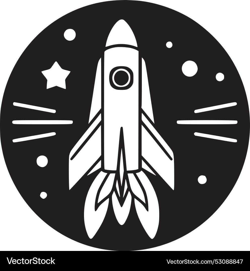 Rocket - black and white Royalty Free Vector Image