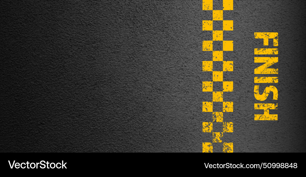 Asphalt road with yellow finish line marking Vector Image