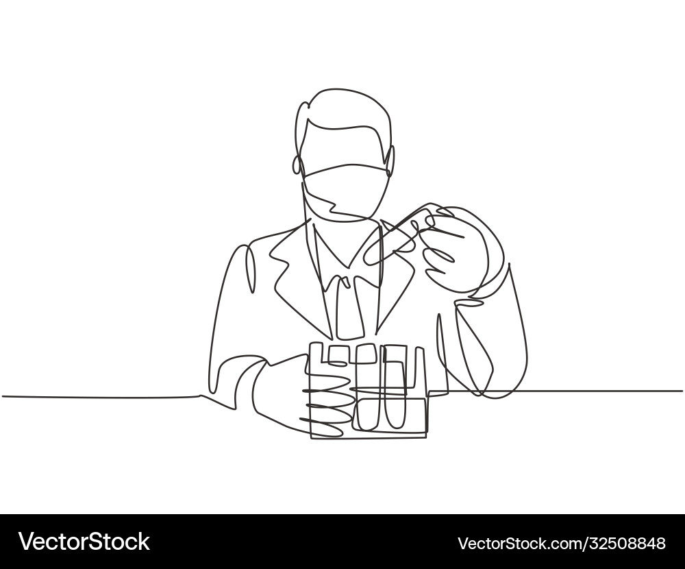 Continuous Line Drawing: Male Lab Technician Analy