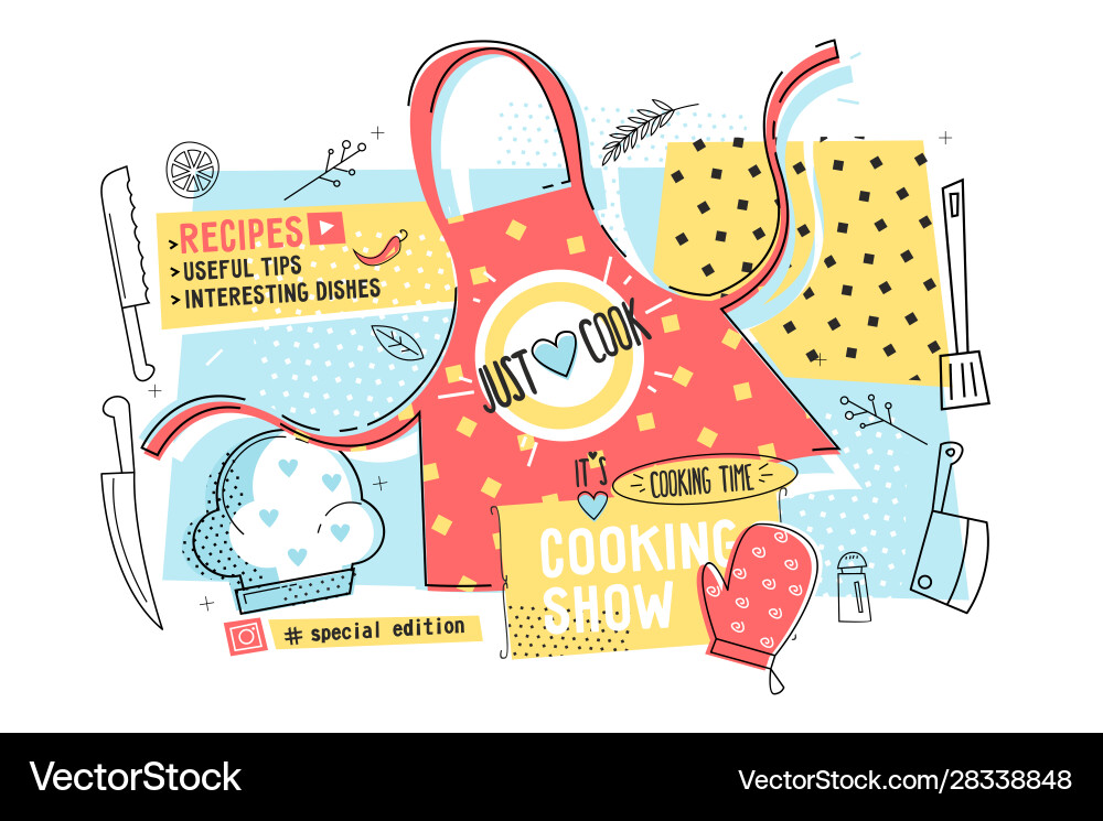 Cooking show and cook time poster Royalty Free Vector Image