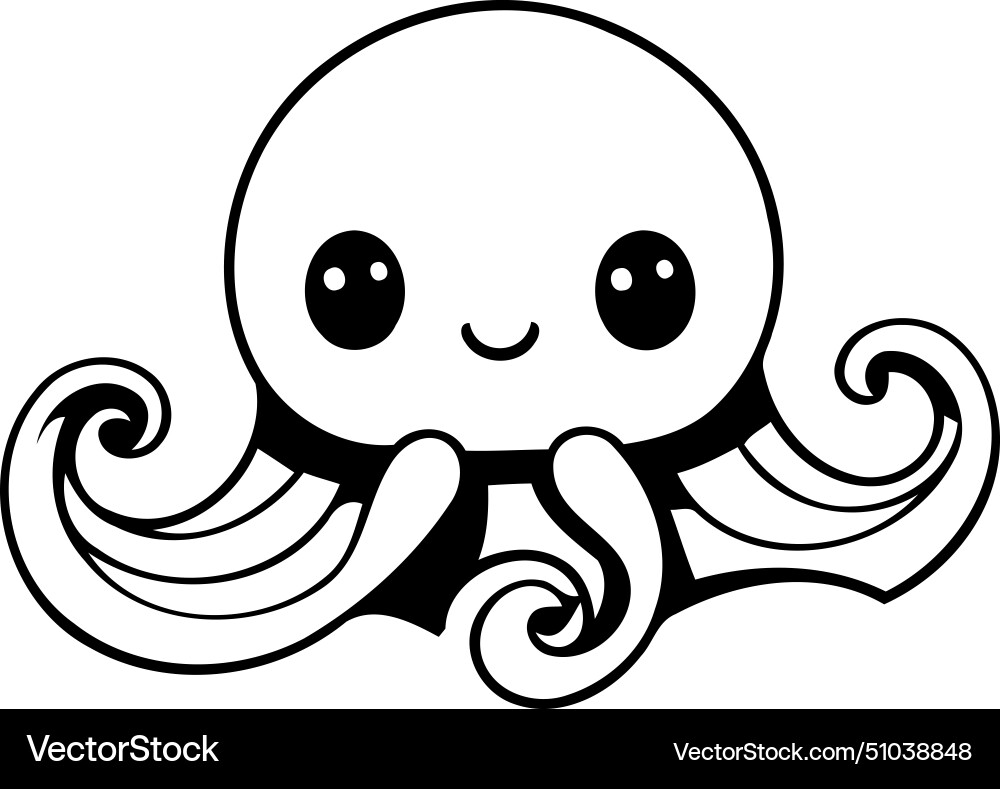 Cute cartoon octopus on a cloud in style Vector Image