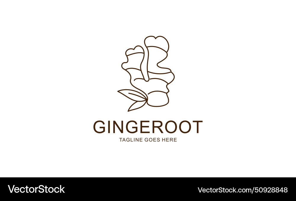 Ginger root logo round linear Royalty Free Vector Image