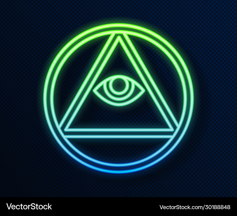 Glowing neon line masons symbol all-seeing eye Vector Image