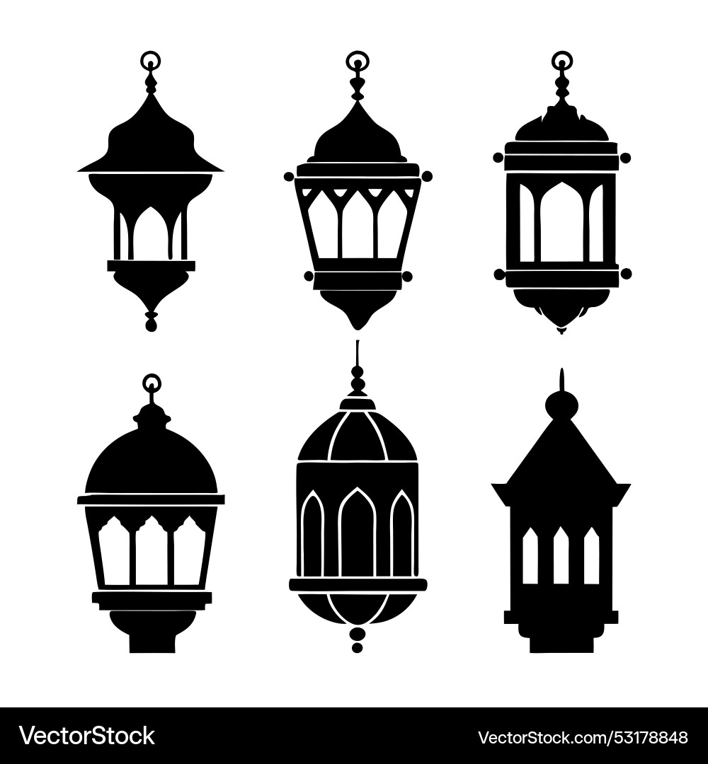 Islamic lantern collection set Royalty Free Vector Image