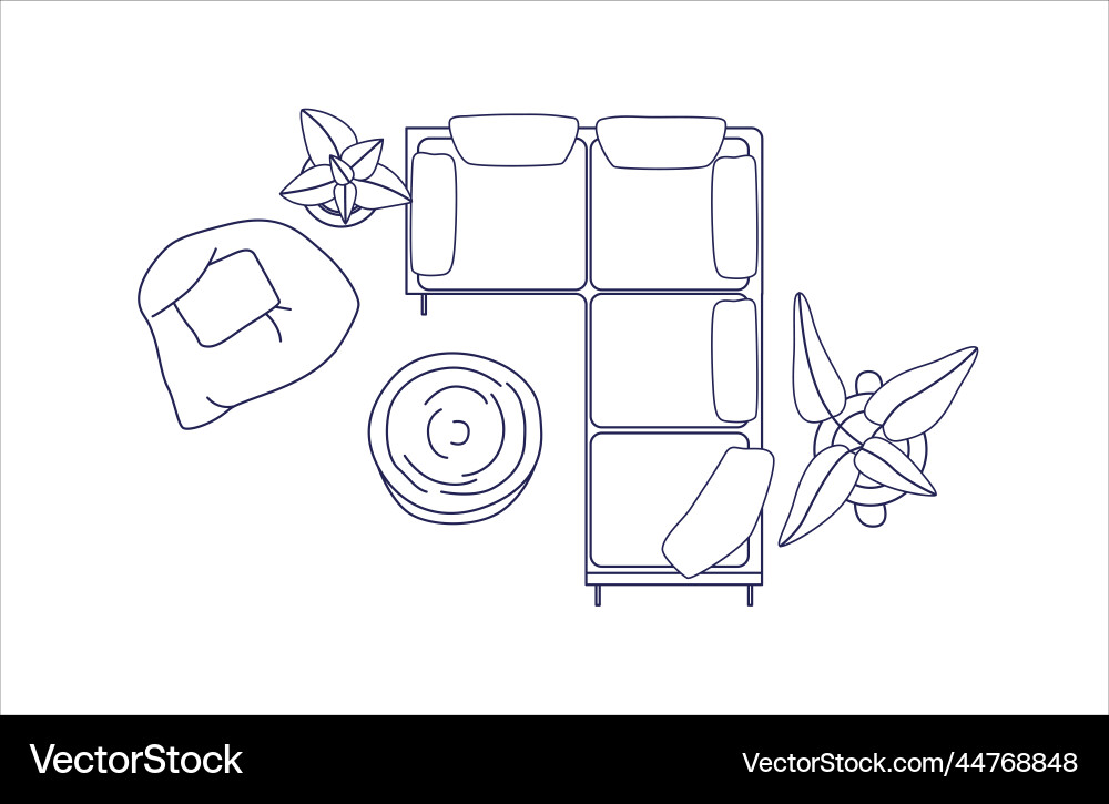 Living room interior overhead corner sofa couch Vector Image