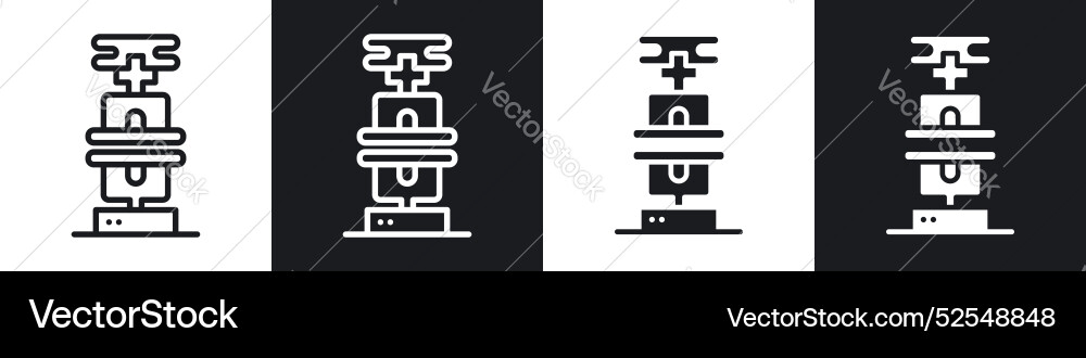 Machine press thin line icon set Royalty Free Vector Image