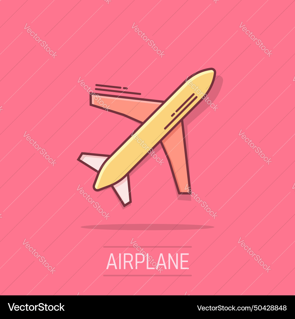 Plane icon in comic style airplane cartoon Vector Image