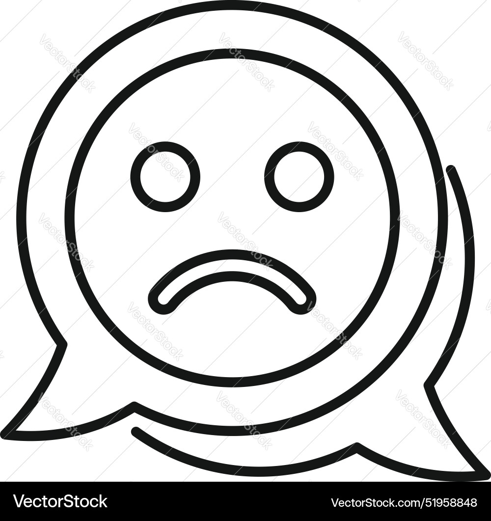 Sad face communicating a negative emotion inside Vector Image