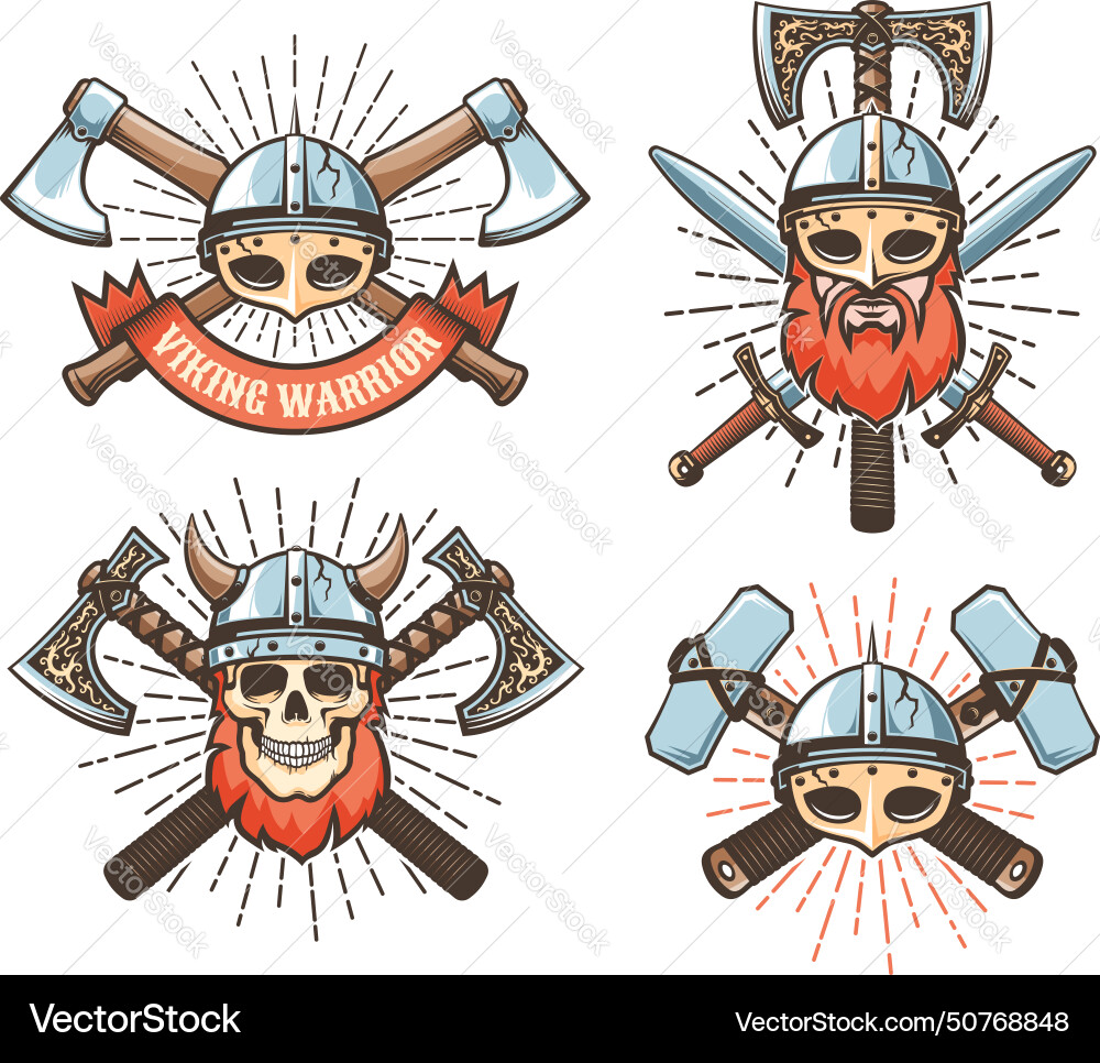 Viking warrior vintage logo Royalty Free Vector Image
