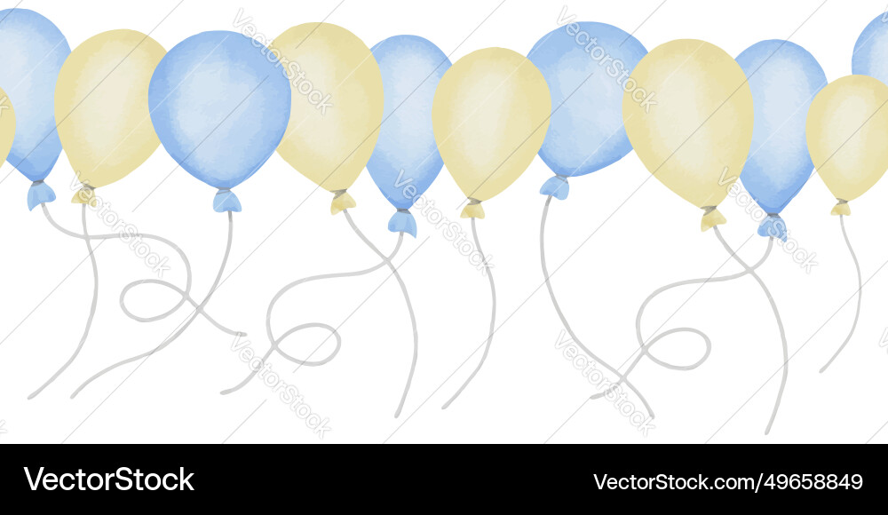 Balloon border watercolor seamless Royalty Free Vector Image