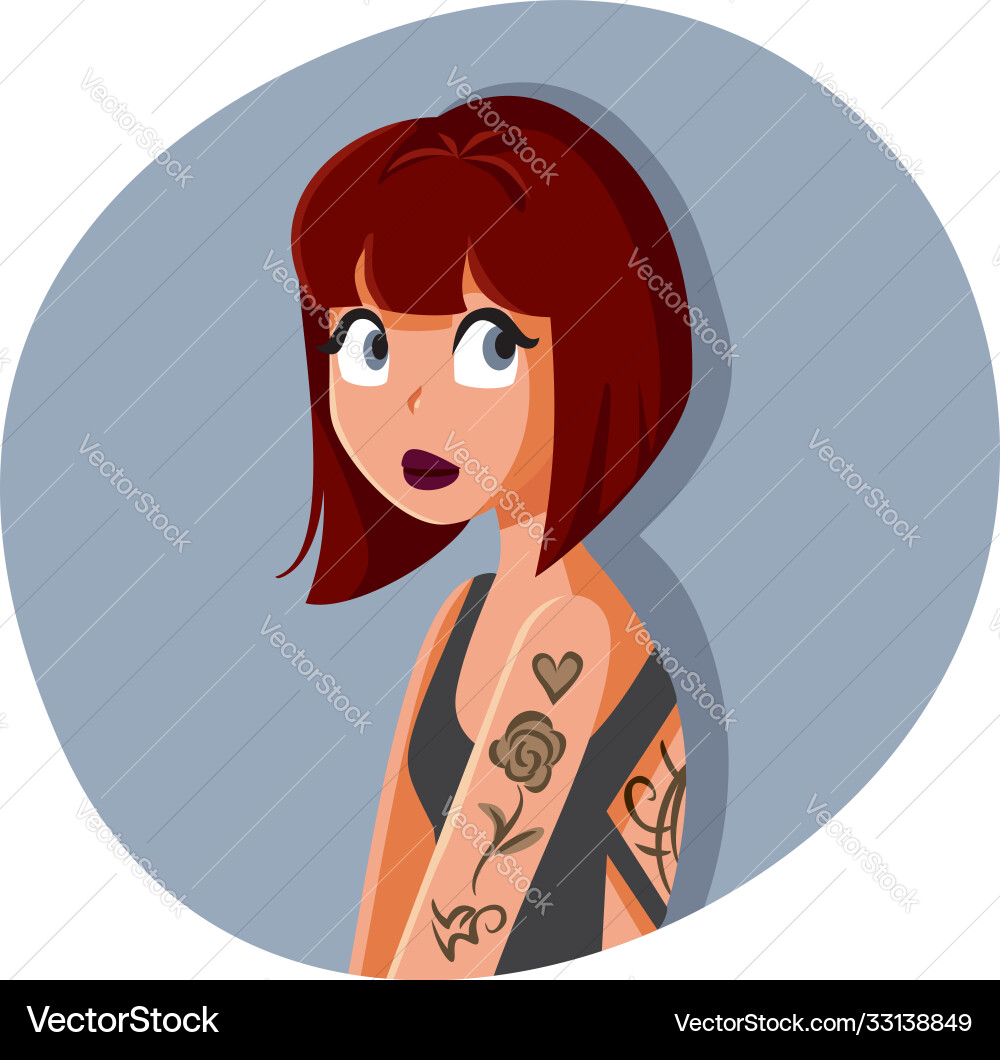 Cool woman with tattoos cartoon Royalty Free Vector Image
