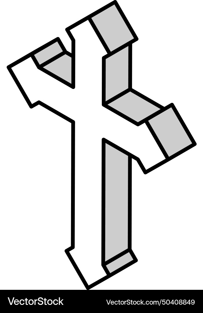 Cross tattoo art vintage isometric icon Royalty Free Vector