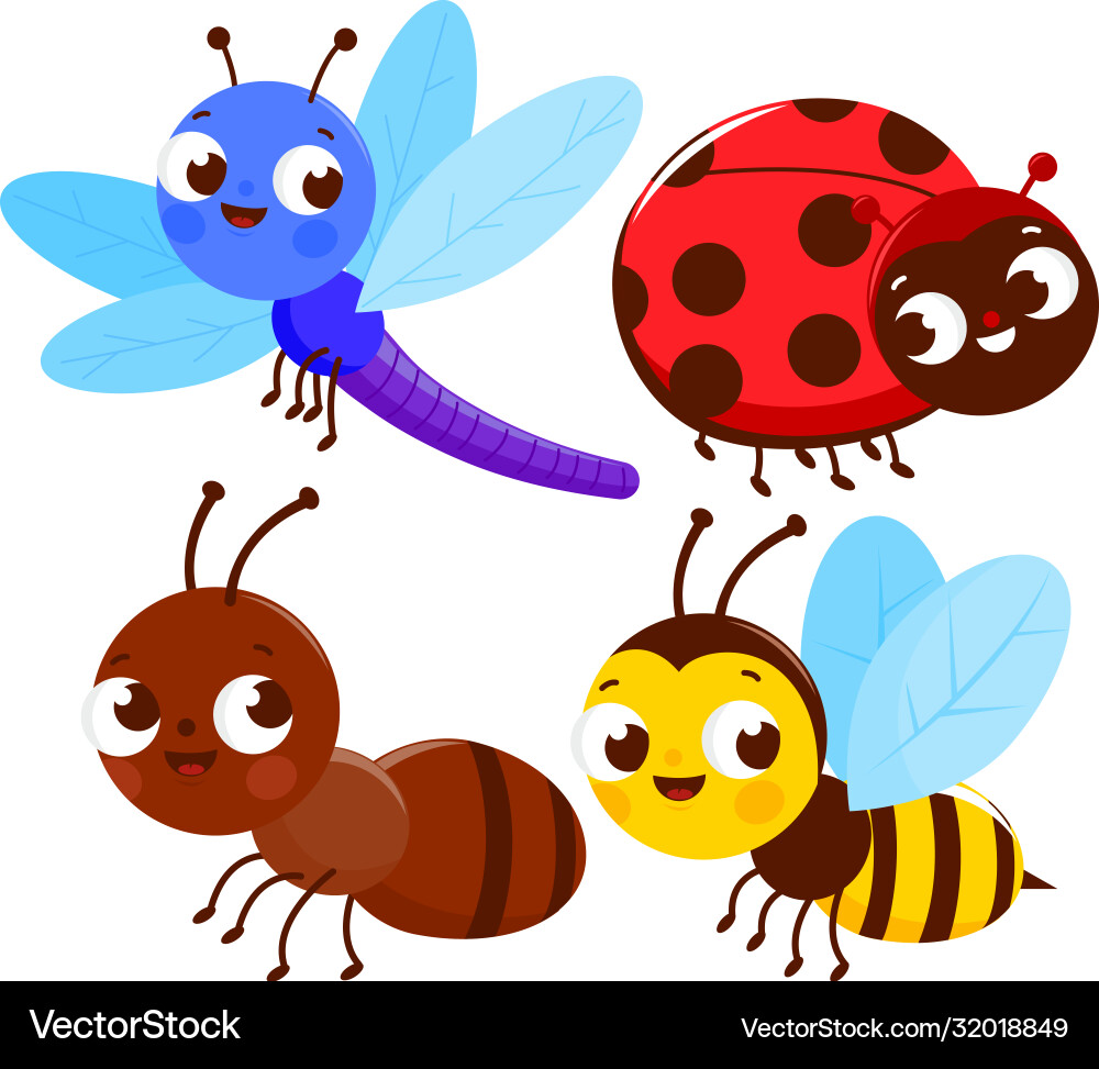 Cute insects collection Royalty Free Vector Image