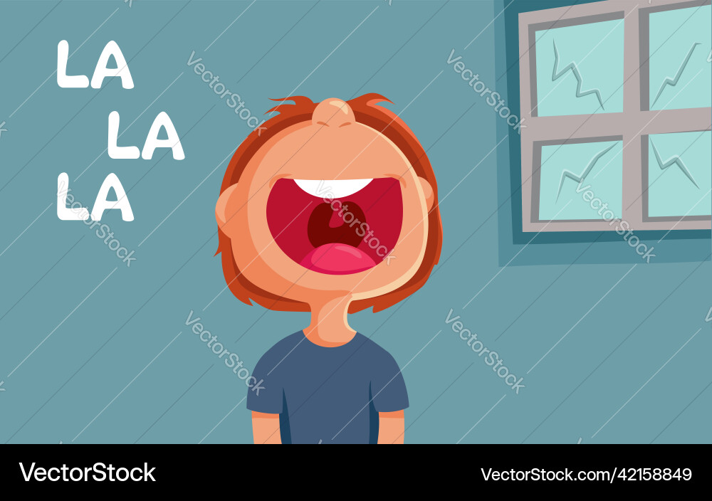 Frustrated Child Breaking Window with Loud Voice Vector Image