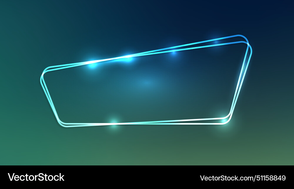 Neon double frame with shining effects Royalty Free Vector