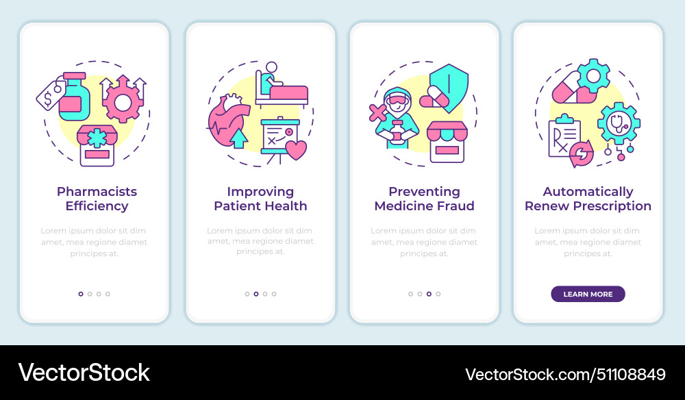 Pharmacy management system benefits onboarding Vector Image