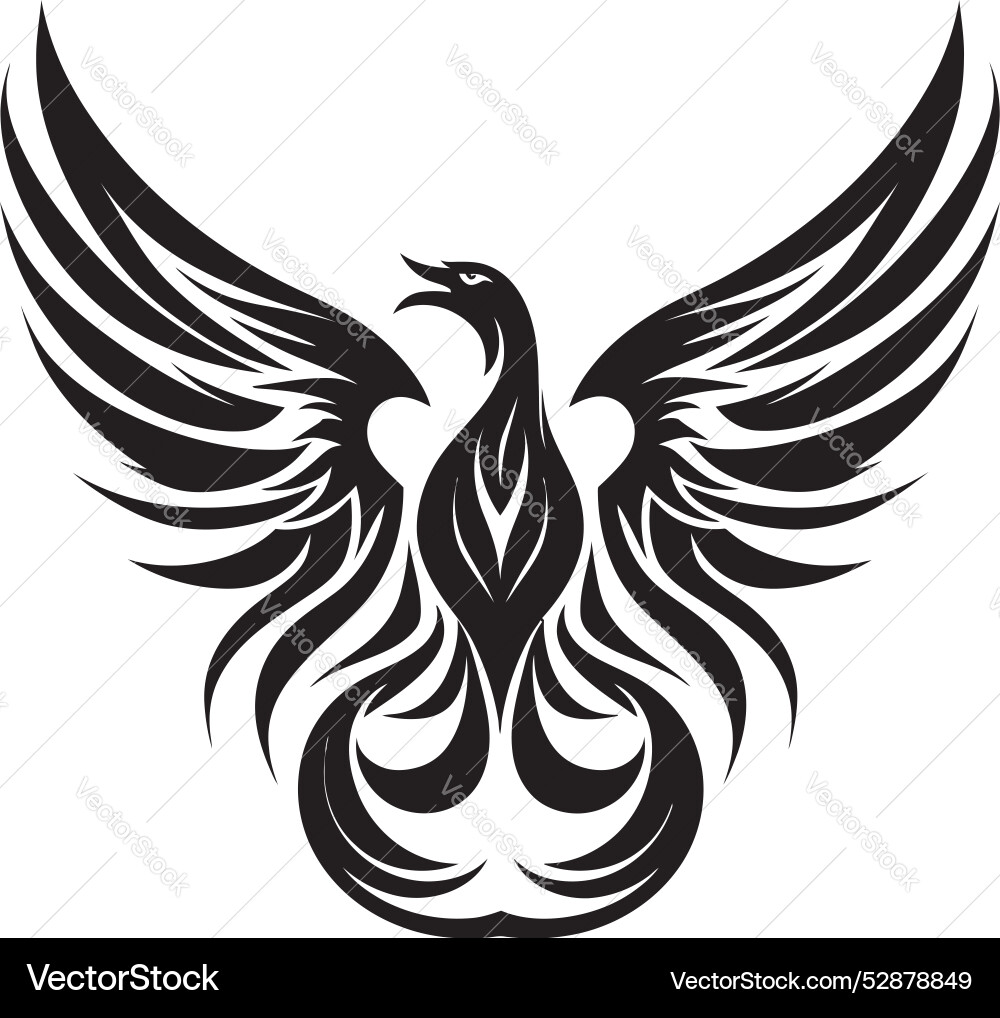 Phoenix rising from darkness enchanted feathered Vector Image