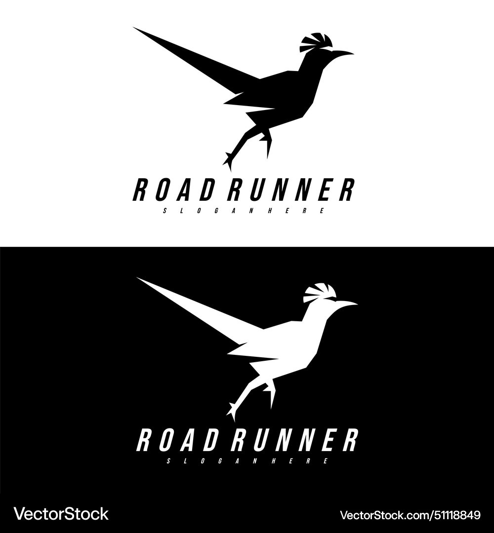 Road runner logo design art Royalty Free Vector Image