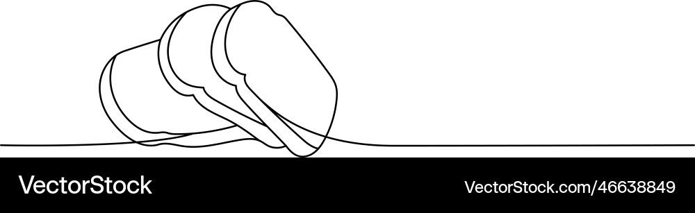 Sliced fresh wheat bread one line continuous Vector Image